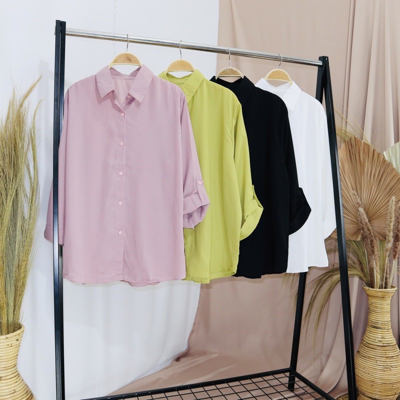 Jual KARA.ID ALUNA WOLFIS Kemeja Tangan Skoder Kemeja Polos Atasan ...