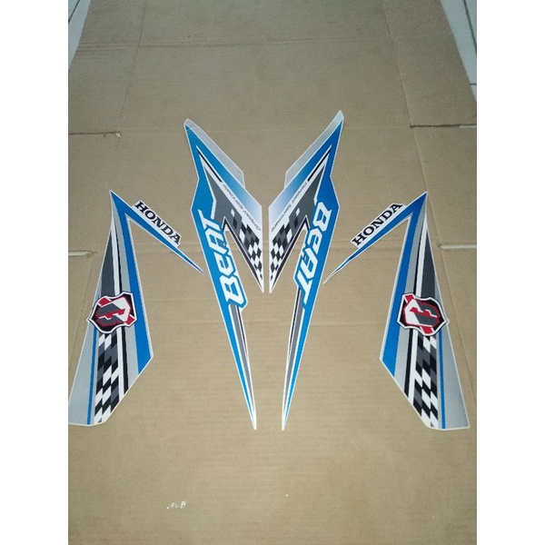 Jual stiker striping motor honda beat cw 2019 Putih Biru | Shopee Indonesia