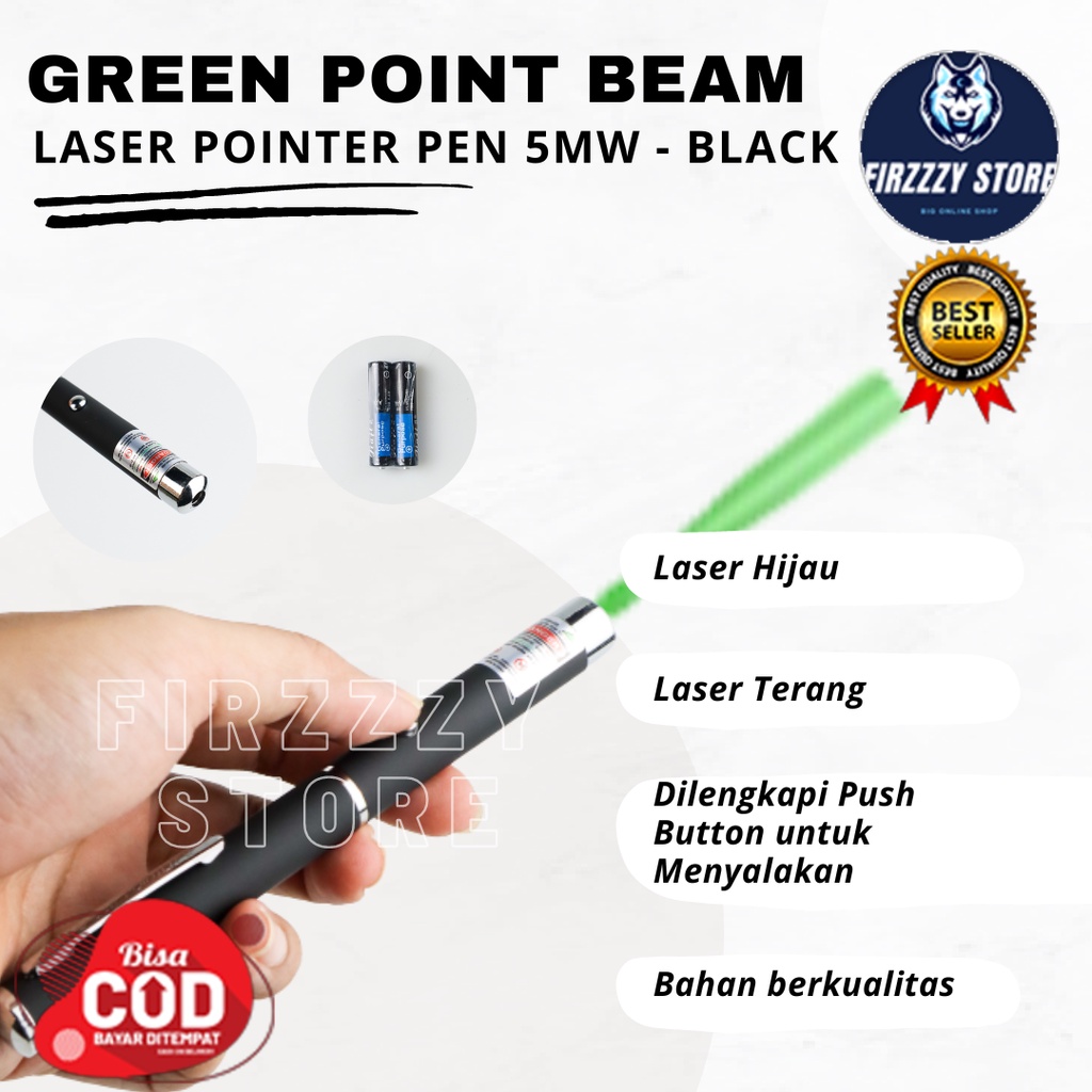 Jual Green Point Beam Laser Pointer Pen 5MW - Black | Shopee Indonesia