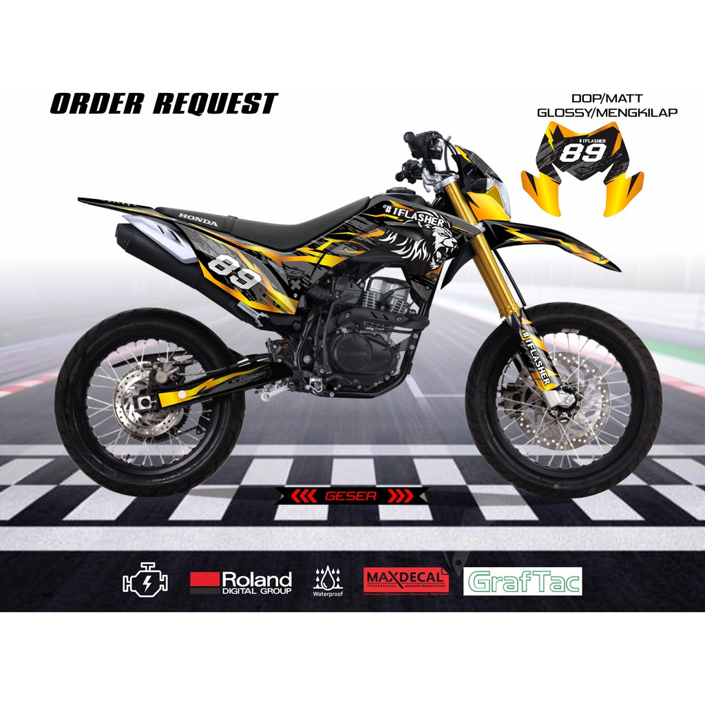 Jual STICKER DECAL CRF 150 CUSTOM SUPERMOTO GAMBAR API KEREN | Shopee ...