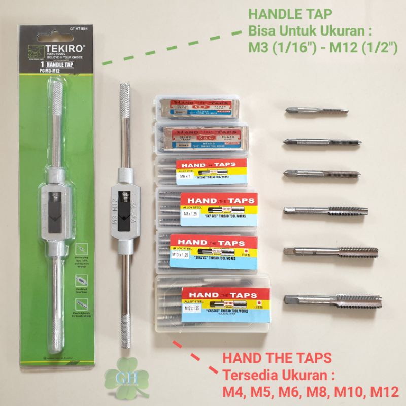 Jual Hand the Taps Pembuat Derat Drat Ulir Baut Nepel 4mm 5mm 6mm 8mm ...