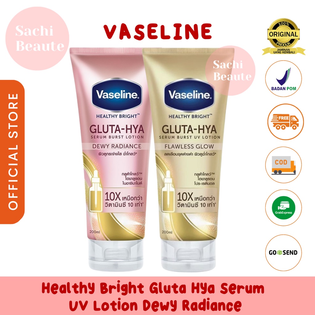 Jual Vaseline Gluta Hya Serum Bright Dewy Radiance Gold Flawless Bright ...
