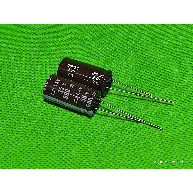 Jual kapasitor capasitor elko elco 680uf 35v 680 uf 35volt nippon ...