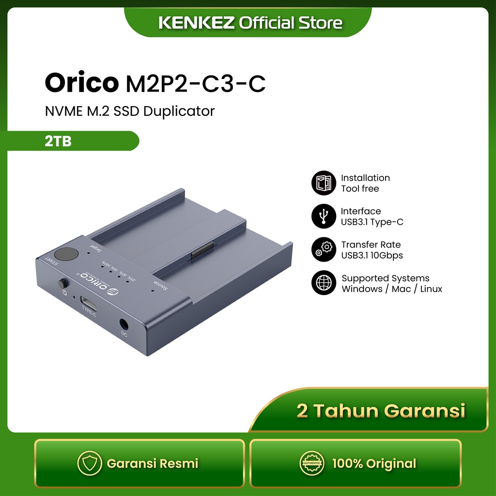 Jual Orico M2P2-C3-C NVME M.2 SSD Duplicator | Shopee Indonesia