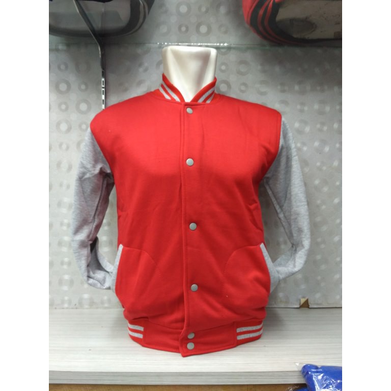 Jual JAket Baseball Varsity Merah - Abu Misty | Shopee Indonesia