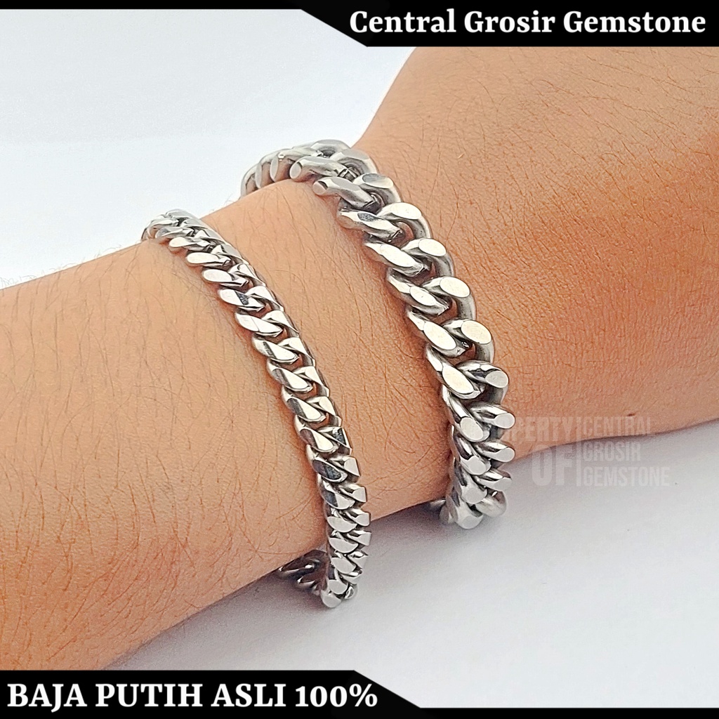 Jual Gelang Pria Keren Rantai Silver Baja Putih Cowok Men Bracelet ...
