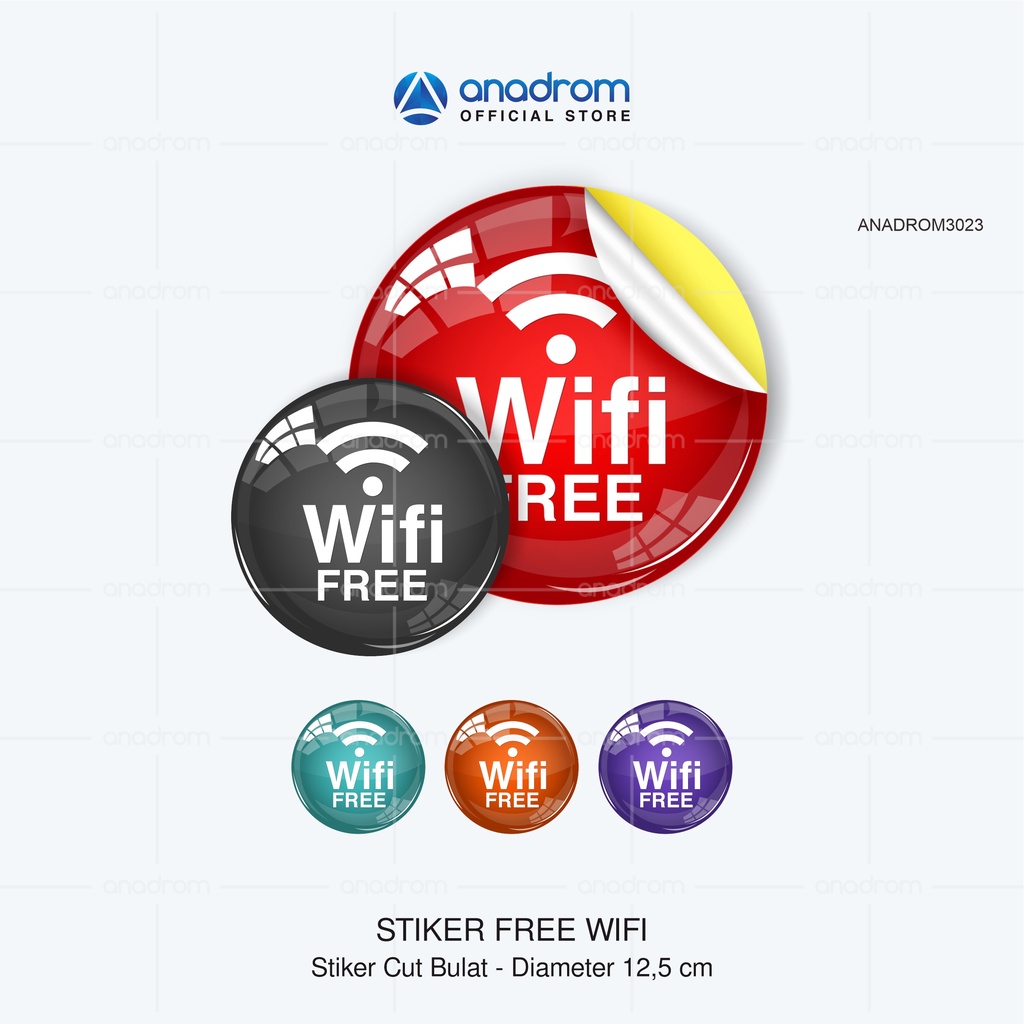 Jual Stiker Free Wifi | Diameter 12,5 cm potong bulat | Anadrom 3023 ...
