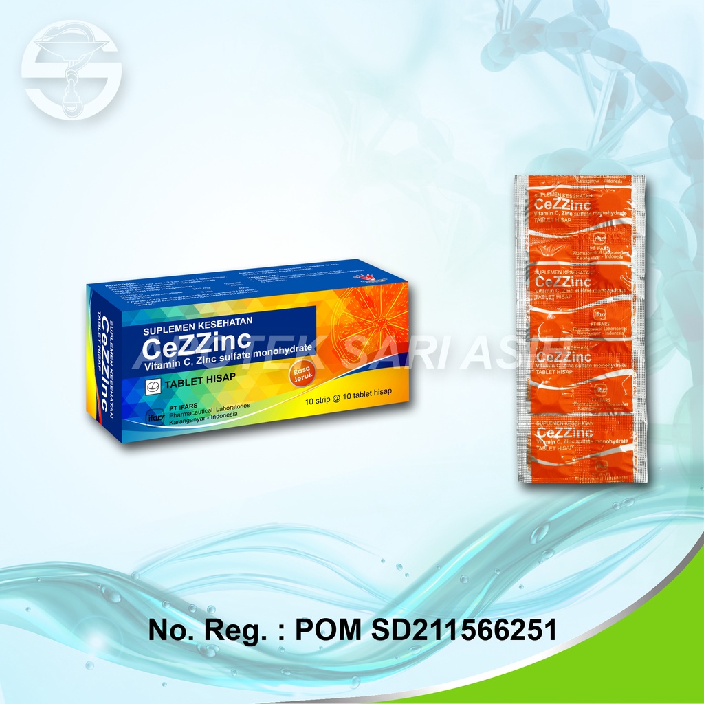 Jual CeZZinc Tablet Hisap Ifars Strip isi 10 Suplemen Kesehatan HALAL ...