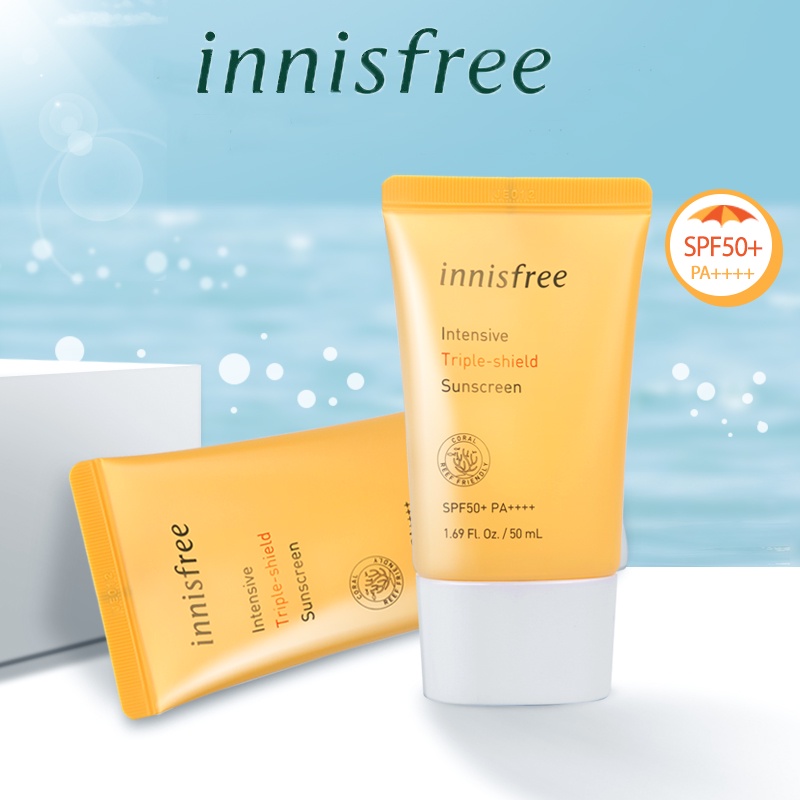 Jual [COD]Innisfree Intensive Triple Shield Sunscreen SPF50+ PA++++ 50ML | Shopee Indonesia