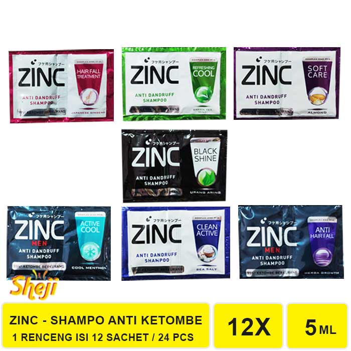Jual SHAMPO ZINC SACHET 1 RENCENG ISI 12 SACHET / SHAMPO ANTI KETOMBE ...
