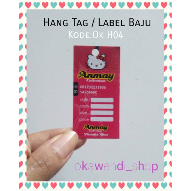 Jual HANG TAG / LABEL BAJU / PRICE TAG / LABEL HARGA Design Kode: OK ...