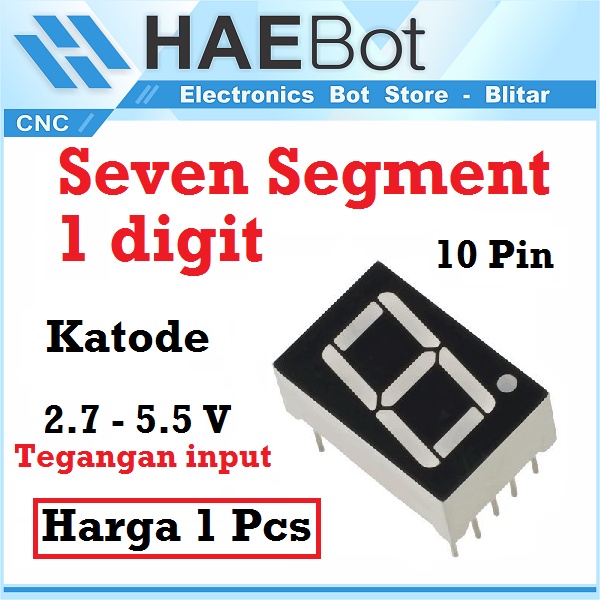 Jual [HAEBOT] Seven Segment 1 Digit Common Katode 5V 7 Segment 0.56 ...