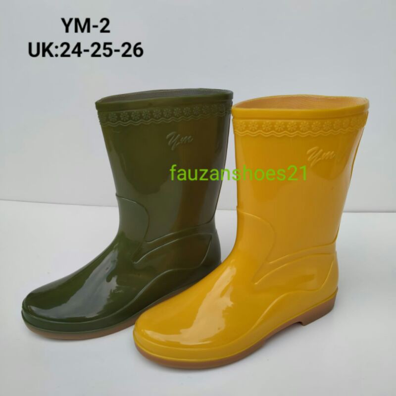Jual Sepatu Boots Karet Wanita Yumeida Anti Air Kuning dan hijau ...