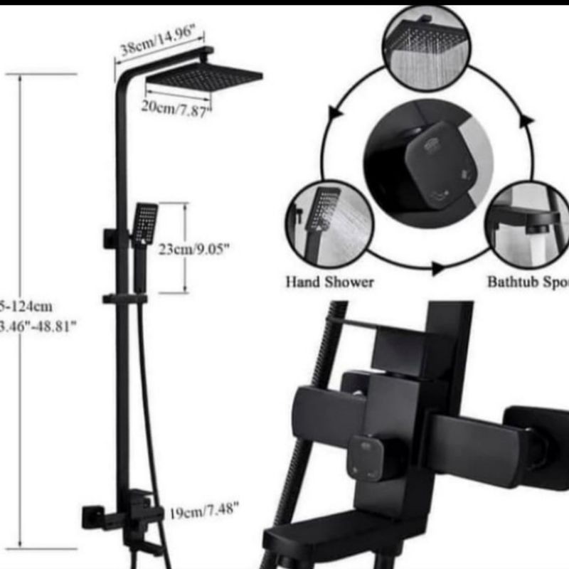 Jual Shower tiang hitam stainless 304 / Shower column hitam / shower ...