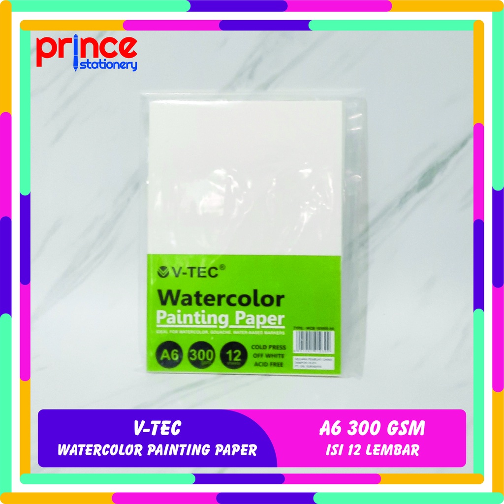 Jual V-TEC WATERCOLOR PAPER A6 300 GSM COLD PRESS ISI 12 LEMBAR ...