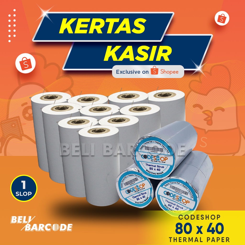 Jual 1 SLOP KERTAS STRUK KASIR UKURAN 80 X 40 MM MEREK CODESHOP ...