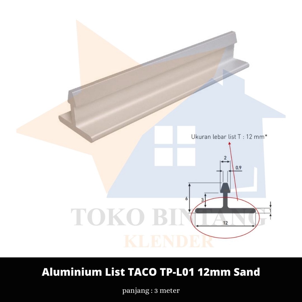 Jual Aluminium List TACO TP-L01 12mm Sand | Shopee Indonesia