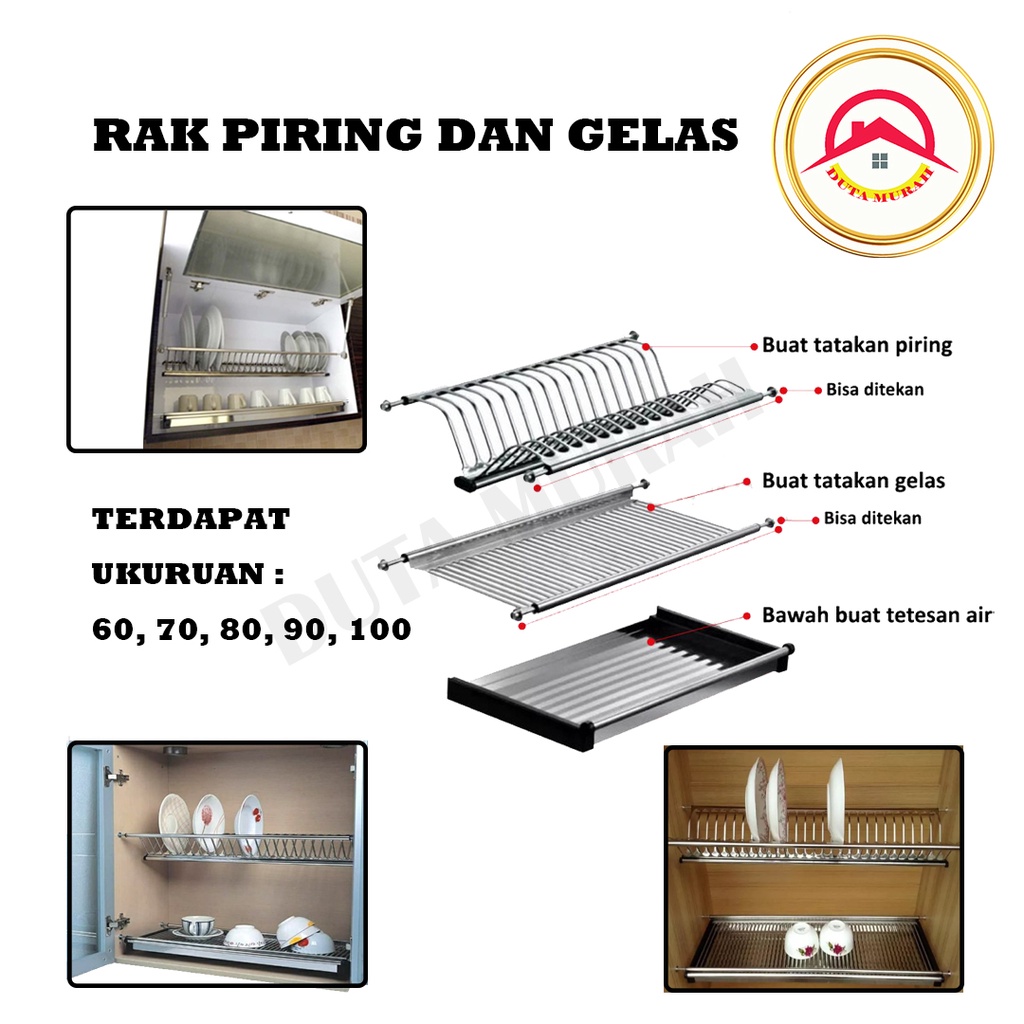 Jual Rak Piring & Gelas 70 Cm SUS 304..Unit Atas Dapur.. Merk Vitco ...