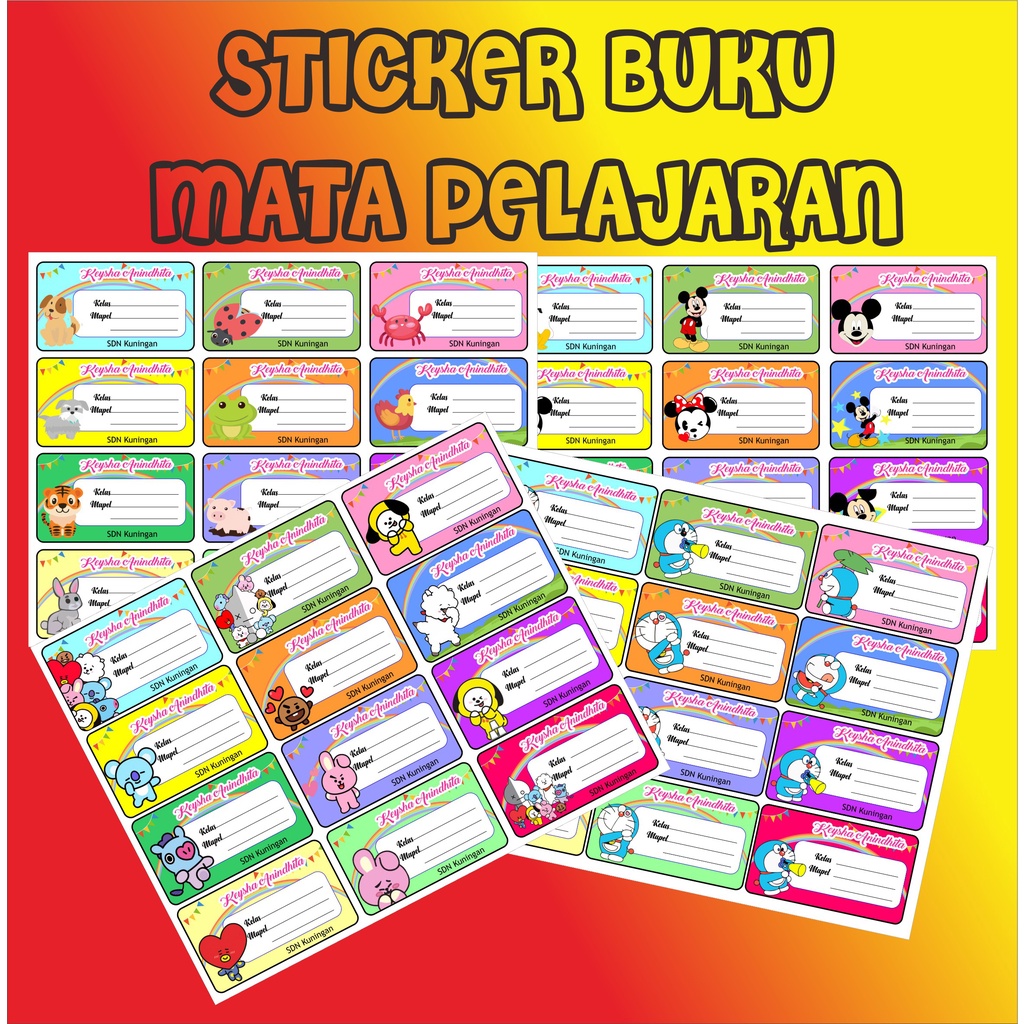 Jual STICKER STIKER LABEL BUKU PELAJARAN SEKOLAH L, STIKER NAMA ANAK ...