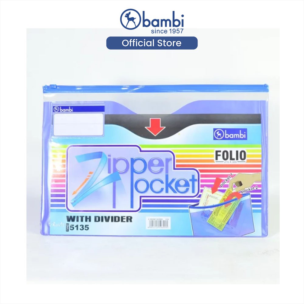 Jual Bambi Organizer Map Dokumen Folio Zipper Pocket With Divider Tipe ...