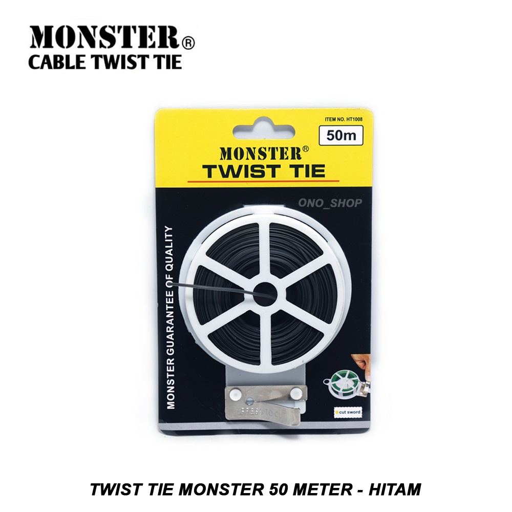Jual Twist Tie Monster 50 Meter - Hitam | Shopee Indonesia