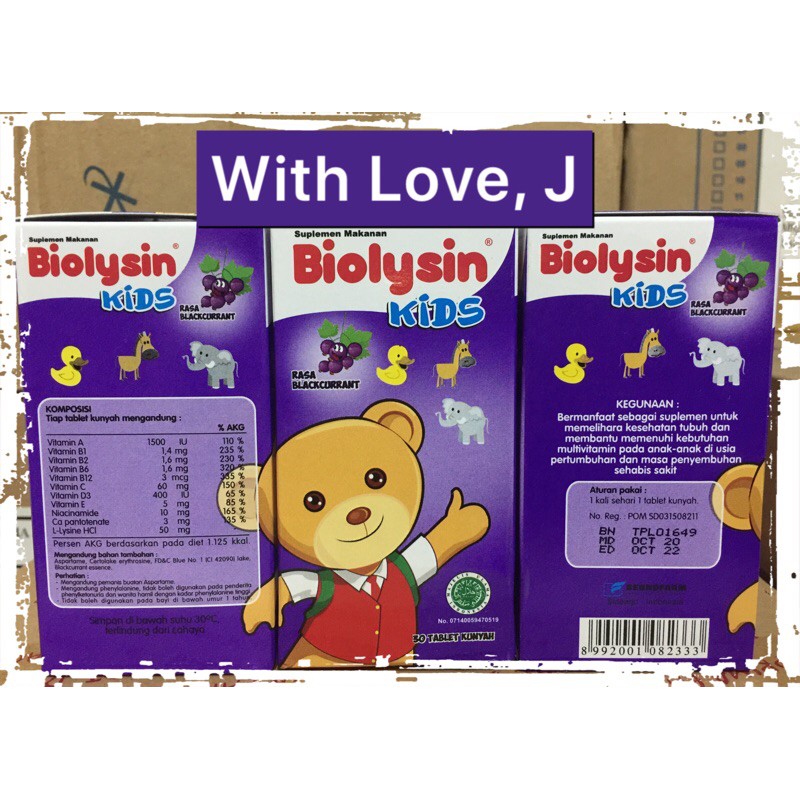 Jual BIOLYSIN KIDS MULTIVITAMIN RASA BLACKCURRANT ( 30 TABLET KUNYAH ...