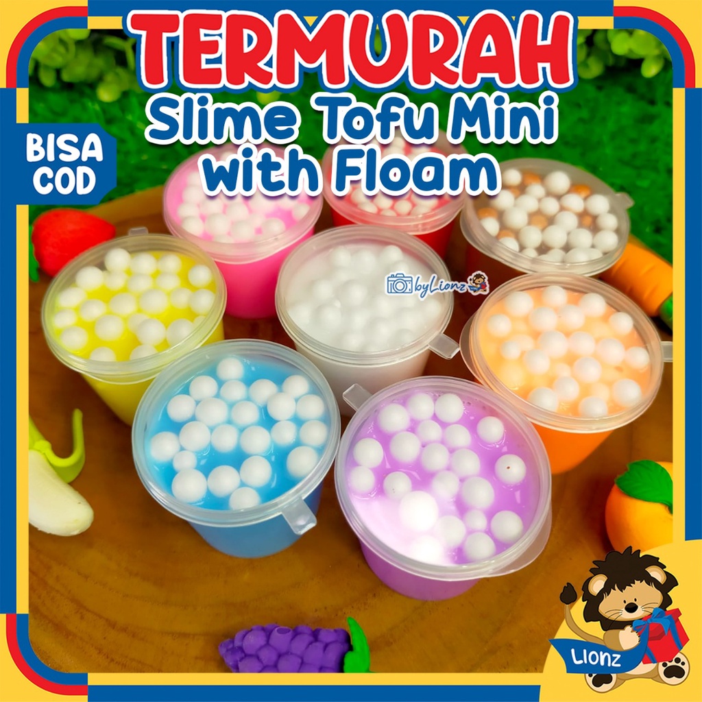 Jual Slime tofu mini with floam no label harga reseller | Shopee Indonesia