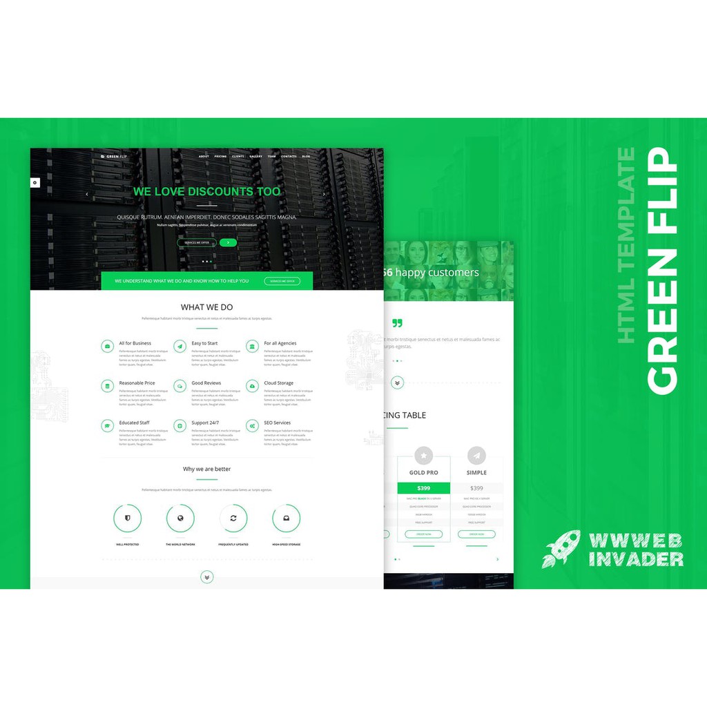 Jual Template Green Flip One Page Theme Bootstrap 3 Web | Shopee Indonesia