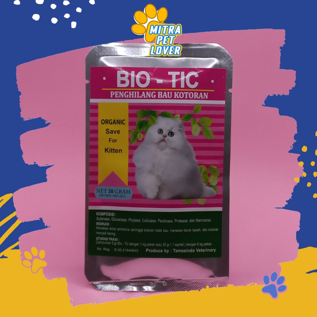 Jual PENGHILANG BAU KOTORAN KUCING, BIO-TIC CAT 30GR, BIOTIC ORGANIK ...
