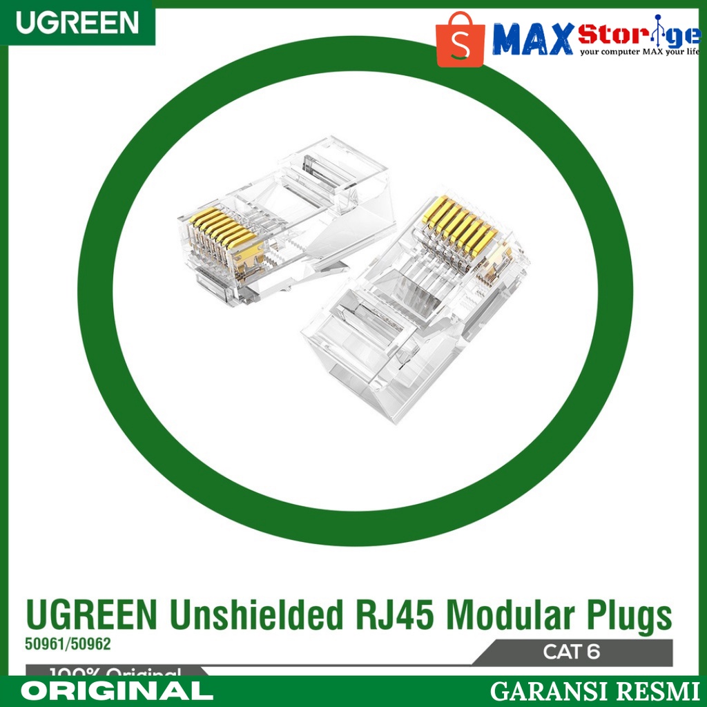 Jual UGREEN CAT 6 UTP RJ45 MODULAR PLUG KONEKTOR RJ 45 UGGREN CAT 6 ...