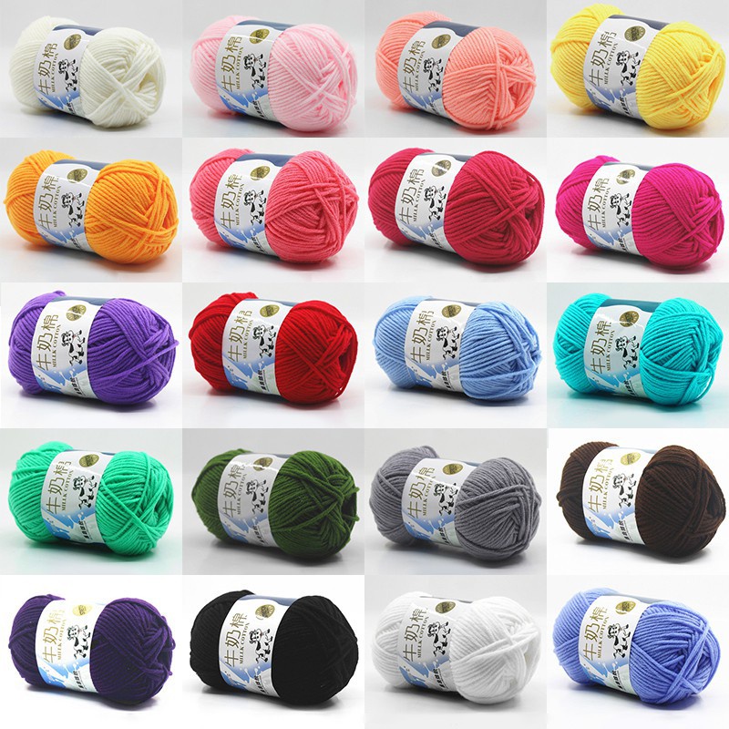 Jual 50g Benang rajut katun impor big ply/5ply milk cotton yarn crochet ...