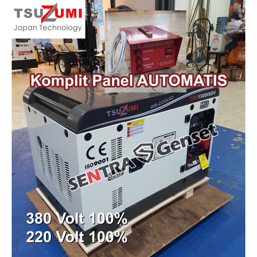 Jual Genset 15 KVA 12 KW 10000 Watt 1 Phase + Panel Automatis Tsuzumi Japan | Shopee Indonesia