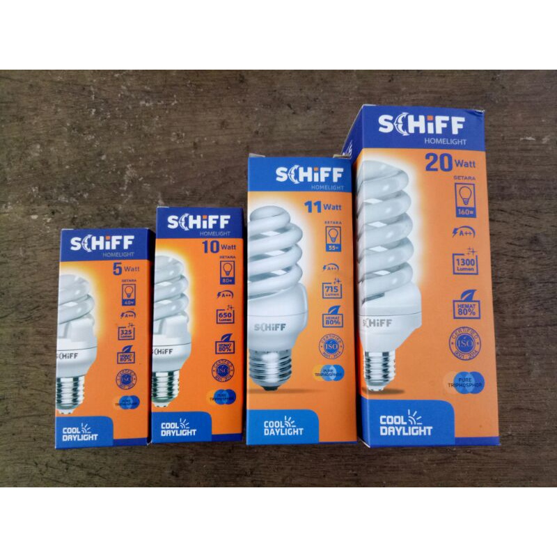 Jual Lampu Bohlam Spiral Schiff 5w/10w/20w Cahaya Putih Hemat Energi | Shopee Indonesia