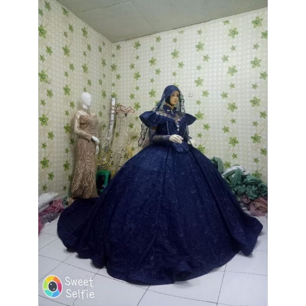 Jual GAUN PENGANTIN MODEL SABRINA LENGKAP DENGAN SLAYER KERUDUNG ...