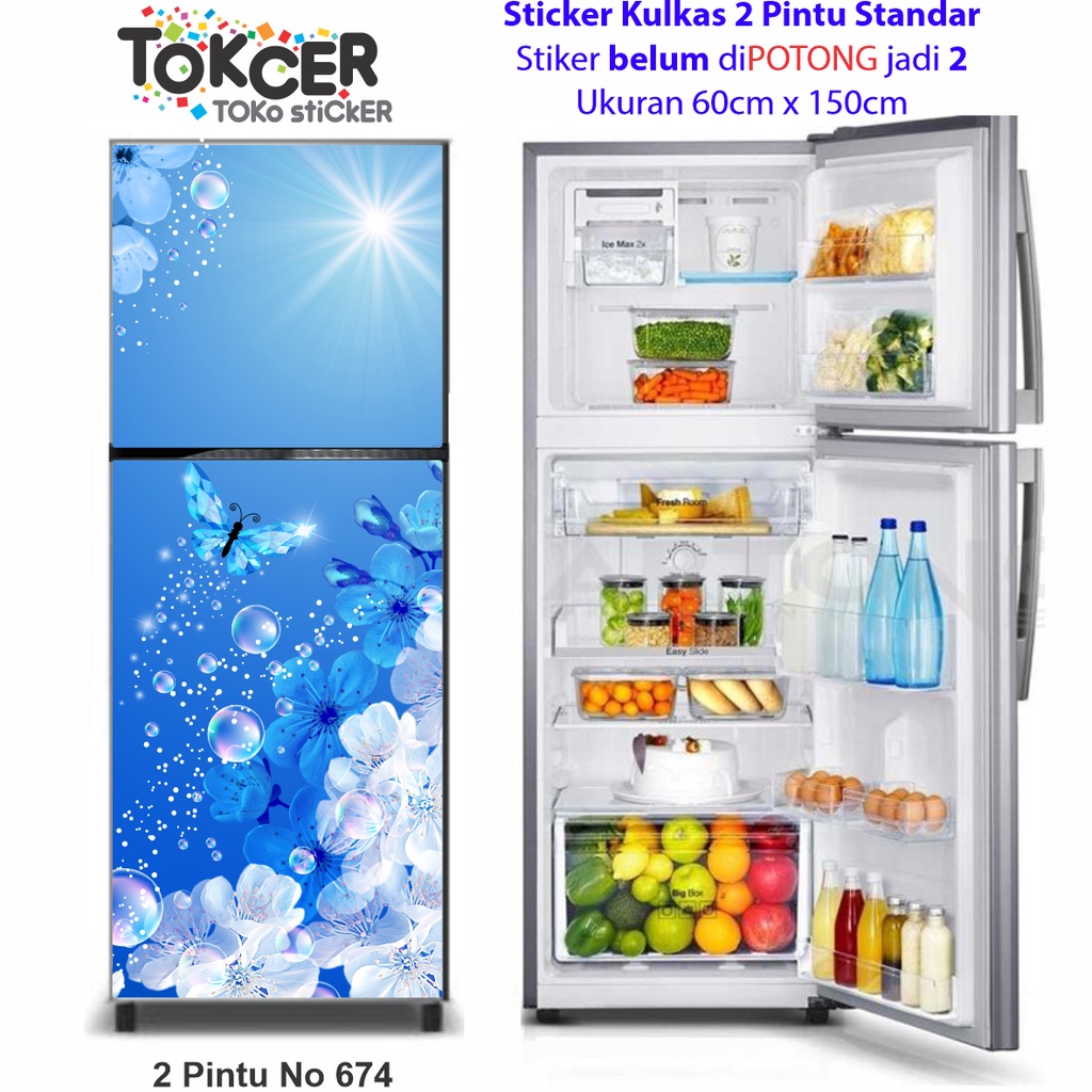 Jual Stiker Kulkas LAMINATING GLOSSY uk 1 Pintu / 2 Pintu /Stiker ...
