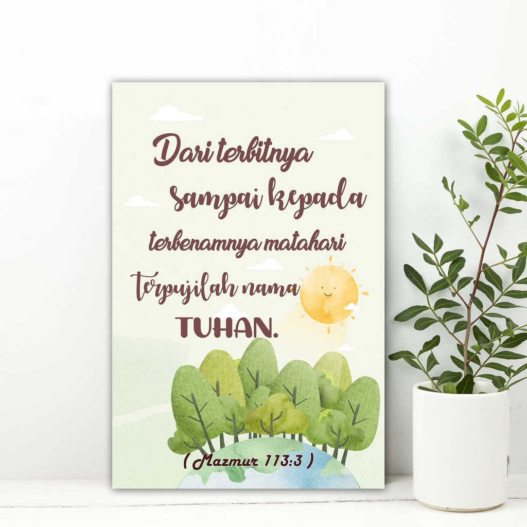 Jual poster kayu hiasa dinding kutipan injil ayat alkitab mazmur 113:3 ...