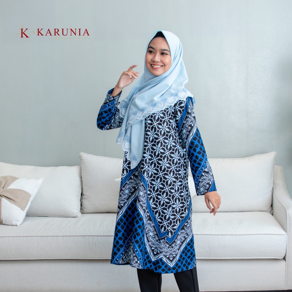 Jual Karunia Batik Muslim Cindy Tunik in Blue | Shopee Indonesia