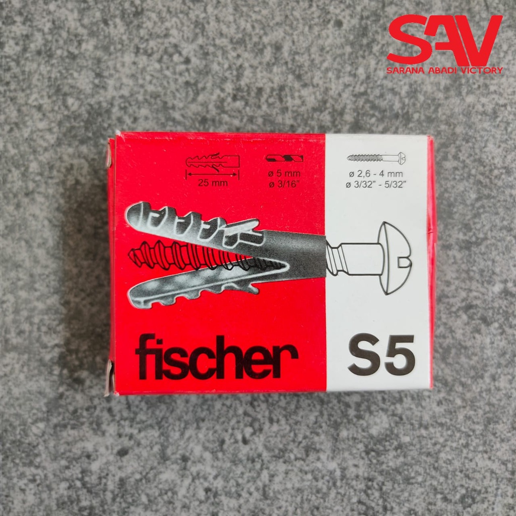 Jual fischer sekrup S5 / fisher baut skrup 1 kotak isi 100pcs | Shopee Indonesia