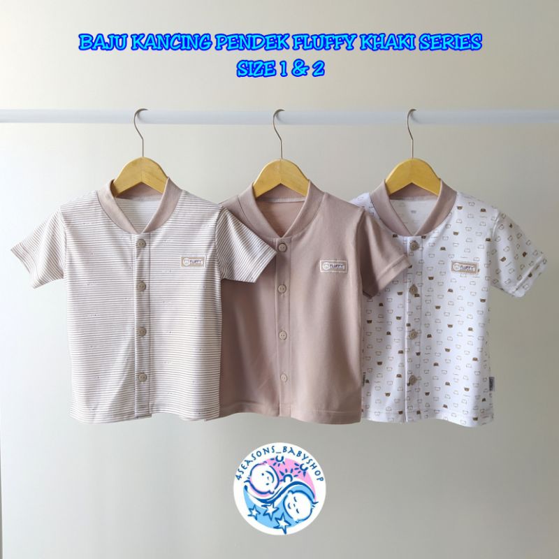 Jual BAJU KANCING PENDEK FLUFFY KHAKI SERIES SIZE 1 & 2 | Shopee Indonesia