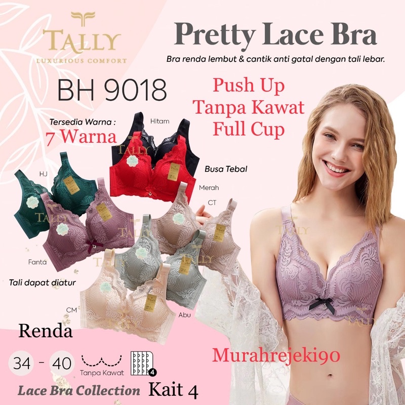 Jual BRA TALLY 9018 BH PUSH UP BUSA TEBAL TANPA KAWAT KAIT 4 FULL CUP ORIGINAL | Shopee Indonesia
