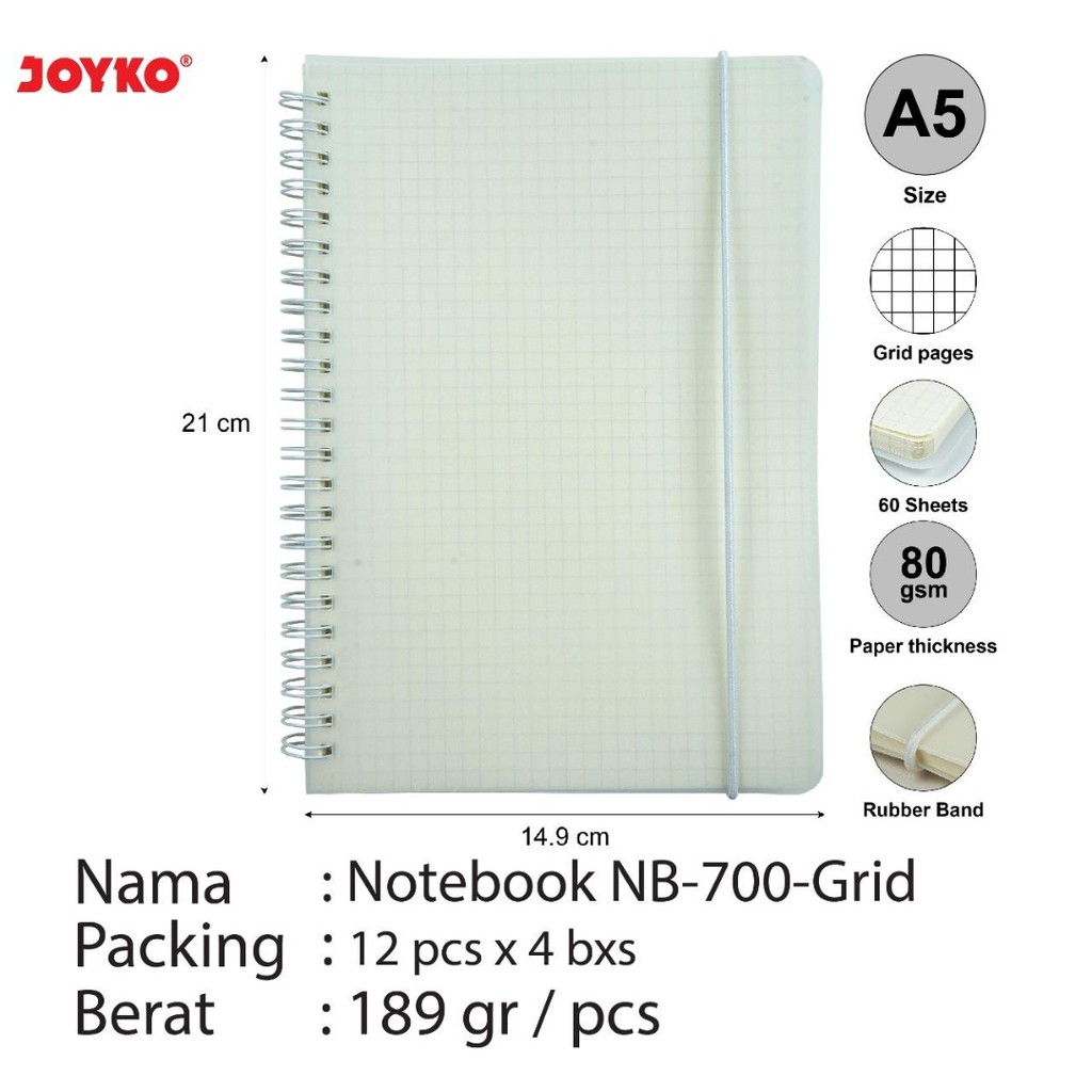 Jual buku note book joyko nb 700 grid kotak kotak a5 isi 60 lembar ...
