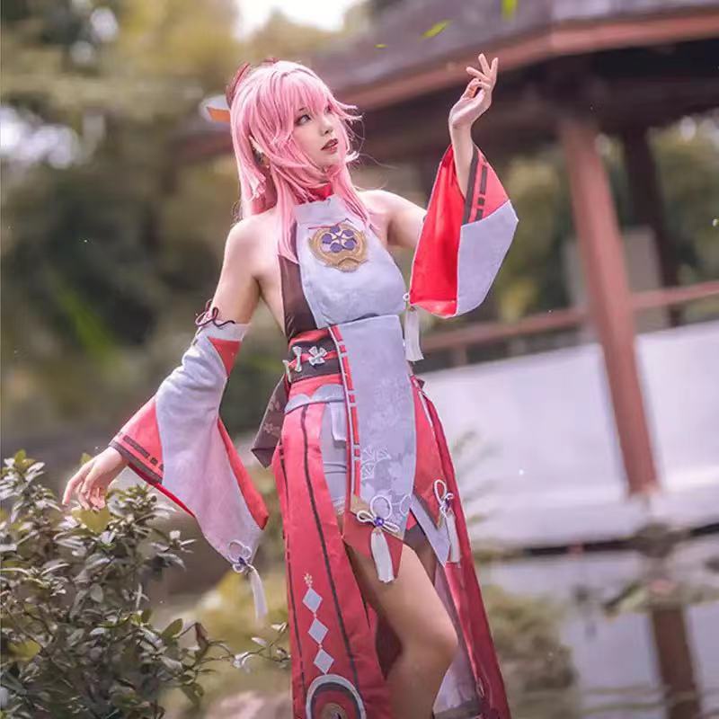 Jual Genshin Impact Cos Yae Miko Raiden General Sexy Backless Kimono ...