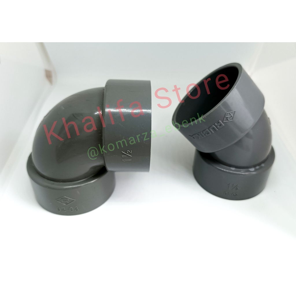 Jual Knie Keni Knee Elbow Sambungan belokan L Fitting PVC Pipa Mesin Air Rucika Type Model Kelas ...