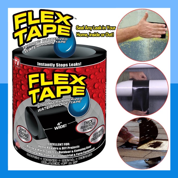Jual Solasi Lakban Ajaib Khusus Nambal Anti Bocor Super Kuat Flex Tape - Flex Tape Hitam ...