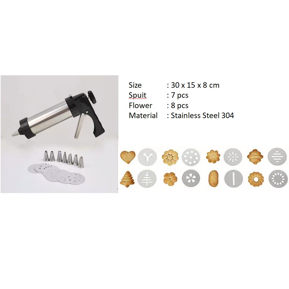 Jual COOKIE DECORATING GUN SET STAINLESS STEEL | Shopee Indonesia
