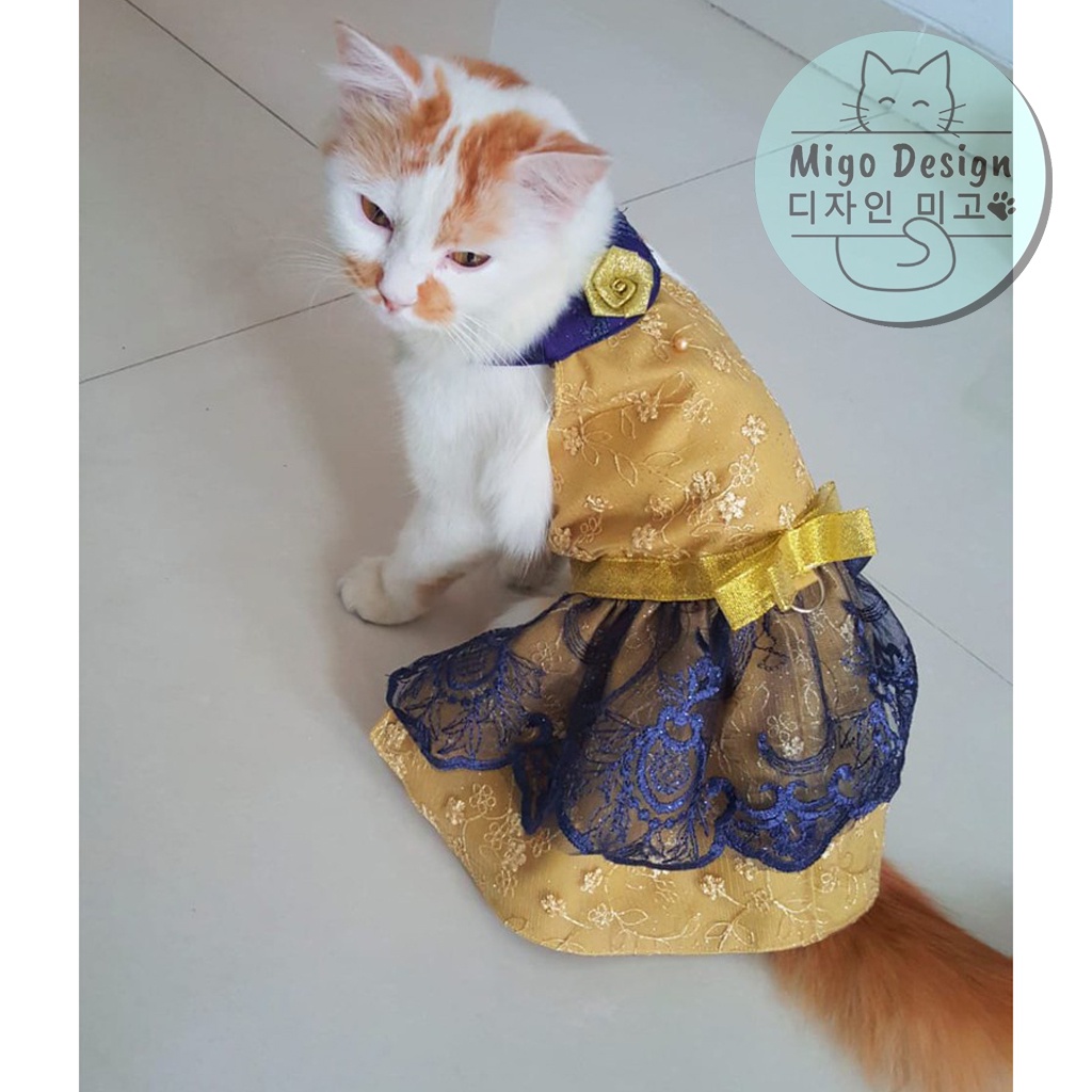 Jual ⭐ Migo Design 39 ⭐ Baju Dress Kucing/ Anjing Brokat Gold Emas ...