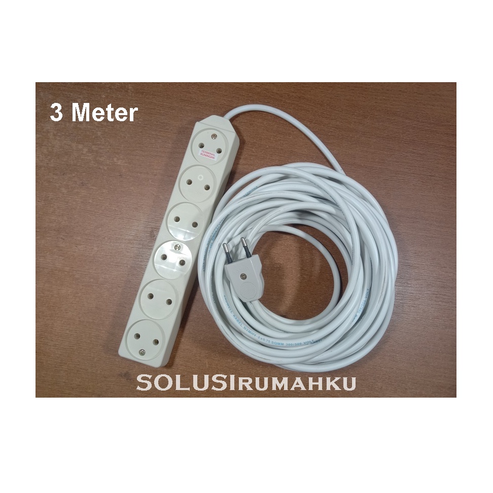 Jual Kabel Extension 6 Stop Kontak Gepeng Kabel 3 MTR Terminal Kuningan ...
