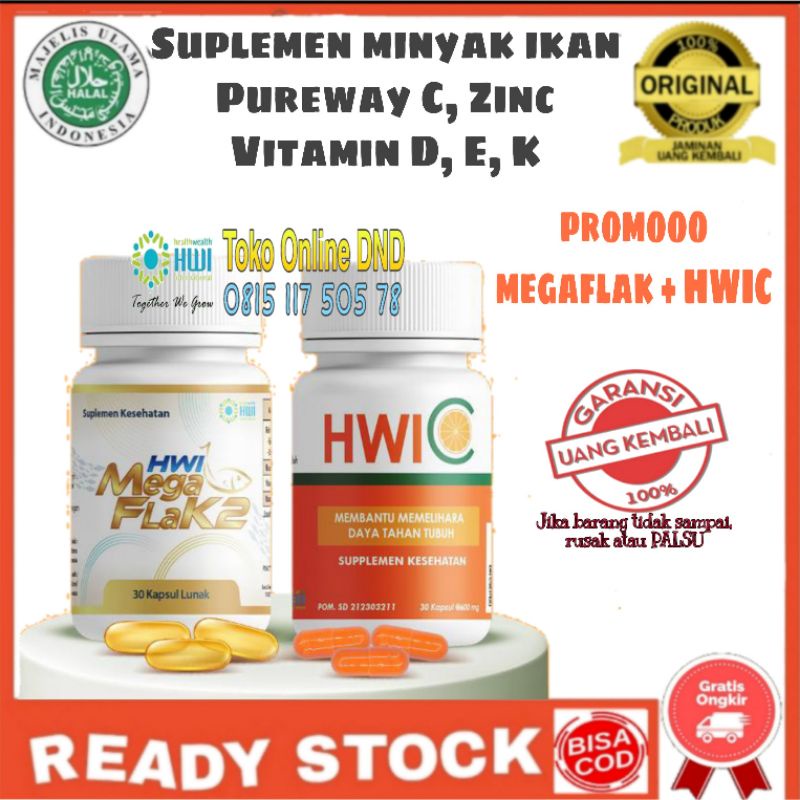 Jual Vitamin C, D, E, K, Zinc, Omega3 lengkap dalam Megaflak HWIC ...