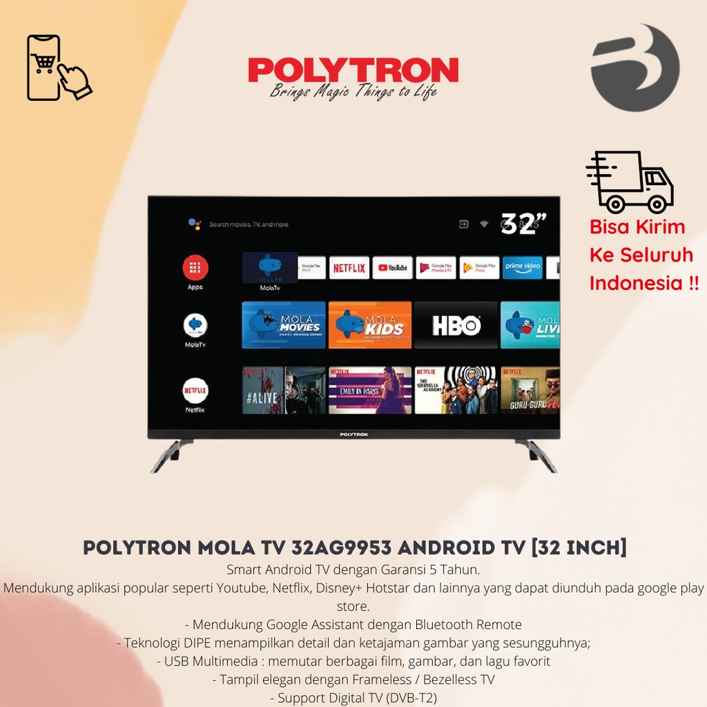 Jual LED POLYTRON TV PLD 32AG5959 / PLD 35RG9059 Android TV / Google TV ...