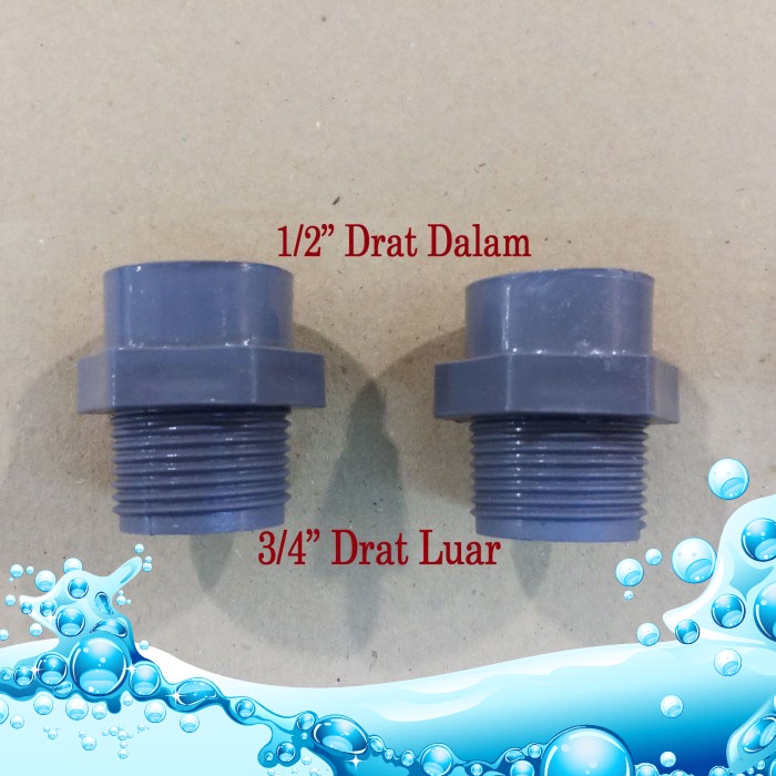 Jual Vlok Ring / Verloop Keran Air, Drat Dalam 1/2" keDrat Luar 3/4 ...